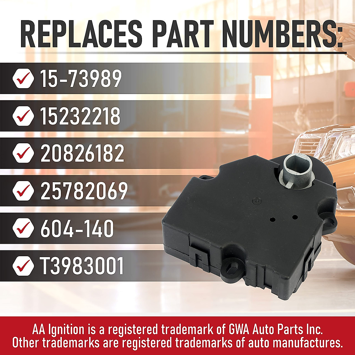 HVAC Air Door Actuator - Replaces 15-73989, 604-140, 20826182, 1573989 - Compatible with Chevy Traverse 09-12, GMC Acadia 07-12, Buick Enclave 2008-2012 - AC Heater Blend Mode Actuator