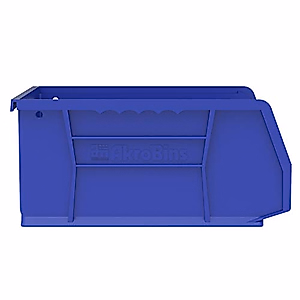 Akro-Mils 30235 AkroBins Plastic Storage Bin Hanging Stacking Containers, (11-Inch x 11-Inch x 5-Inch), Blue, (6-Pack)