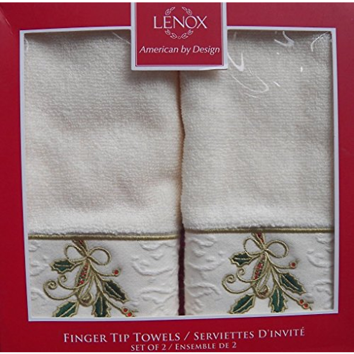 Lenox Ribbon & Holly Finger Tip Set Ivory