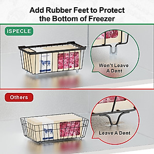 iSPECLE Chest Freezer Organizer, 4 Pack Stackable Baskets with Handles Pantry Organization and Storage for Chest Freezer Pantry, Black