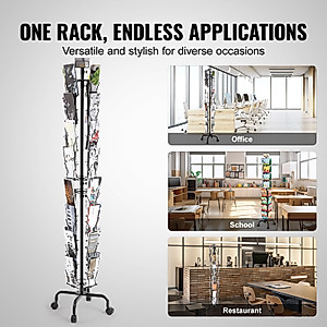 VEVOR Greeting Cards Display Rack, 32 Pockets Rotating Postcard Brochure Display Stand, 360° Spinning Card Display Rack with Sign Holder & 4 Wheels (2 Lockable) for Exhibitions Office Trade Show