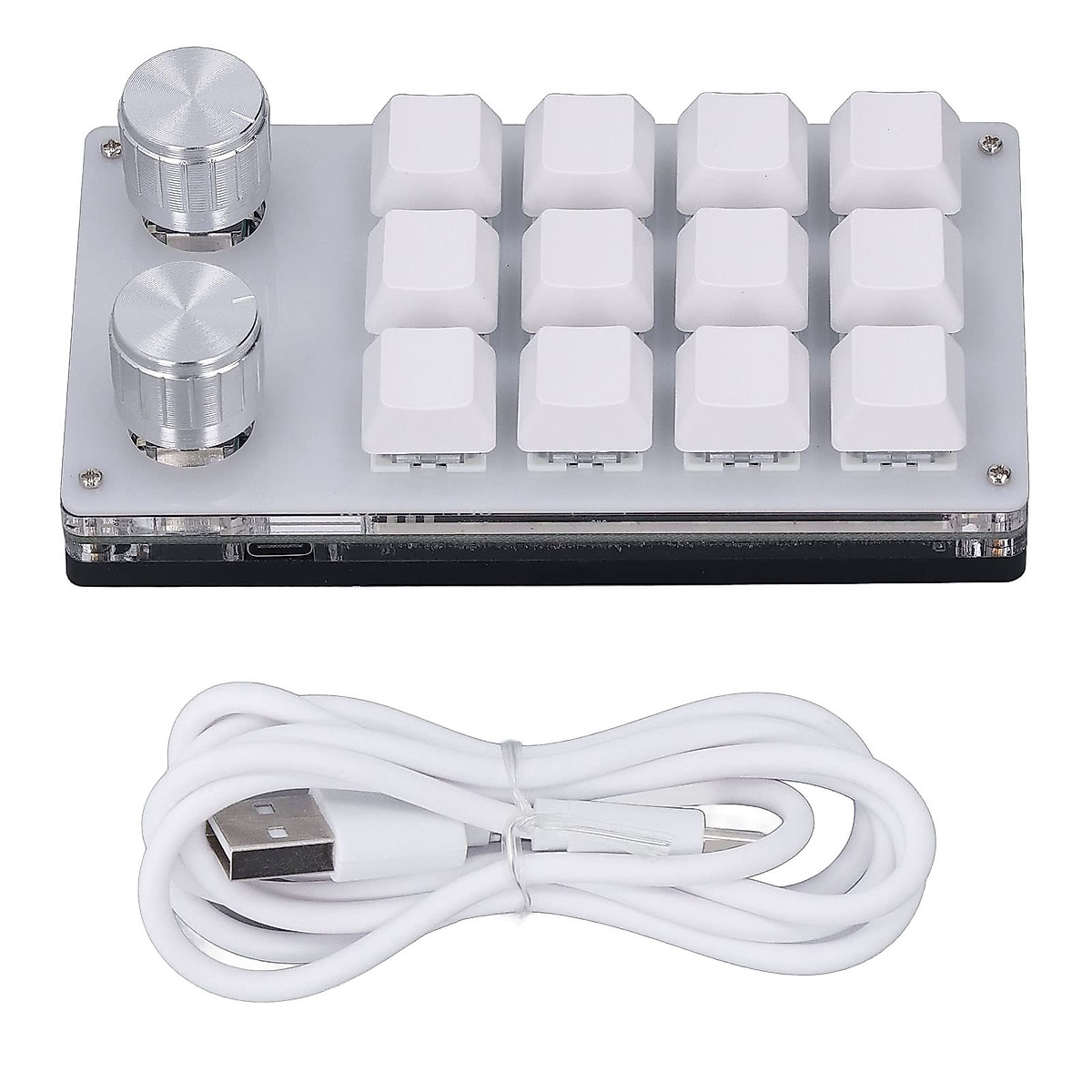 plplaaoo One Handed Mechanical Keyboard, Gaming Keyboard,Gaming Keypad,Mini USB Keypad 12 Key Multifunctional Shortcut Programmable Keyboard with 2 Knob for Gaming, one Handed Mechanical Keyboard