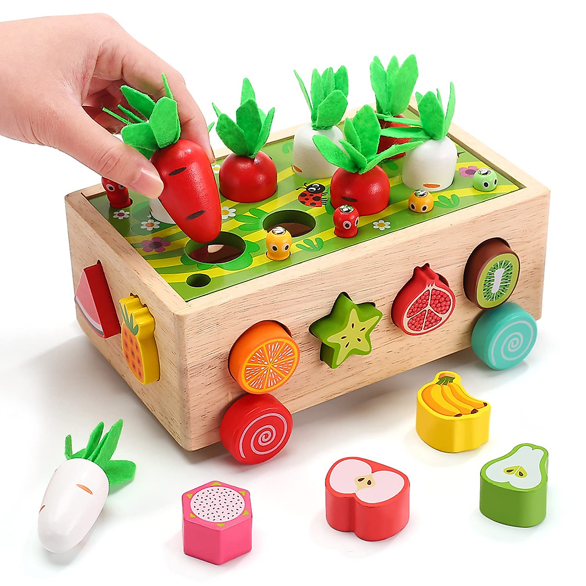 CUTE STONE Montessori Wooden Stacking Toys, Learning Sorting Toys for Toddlers, Baby, Kids, Boys and Girls