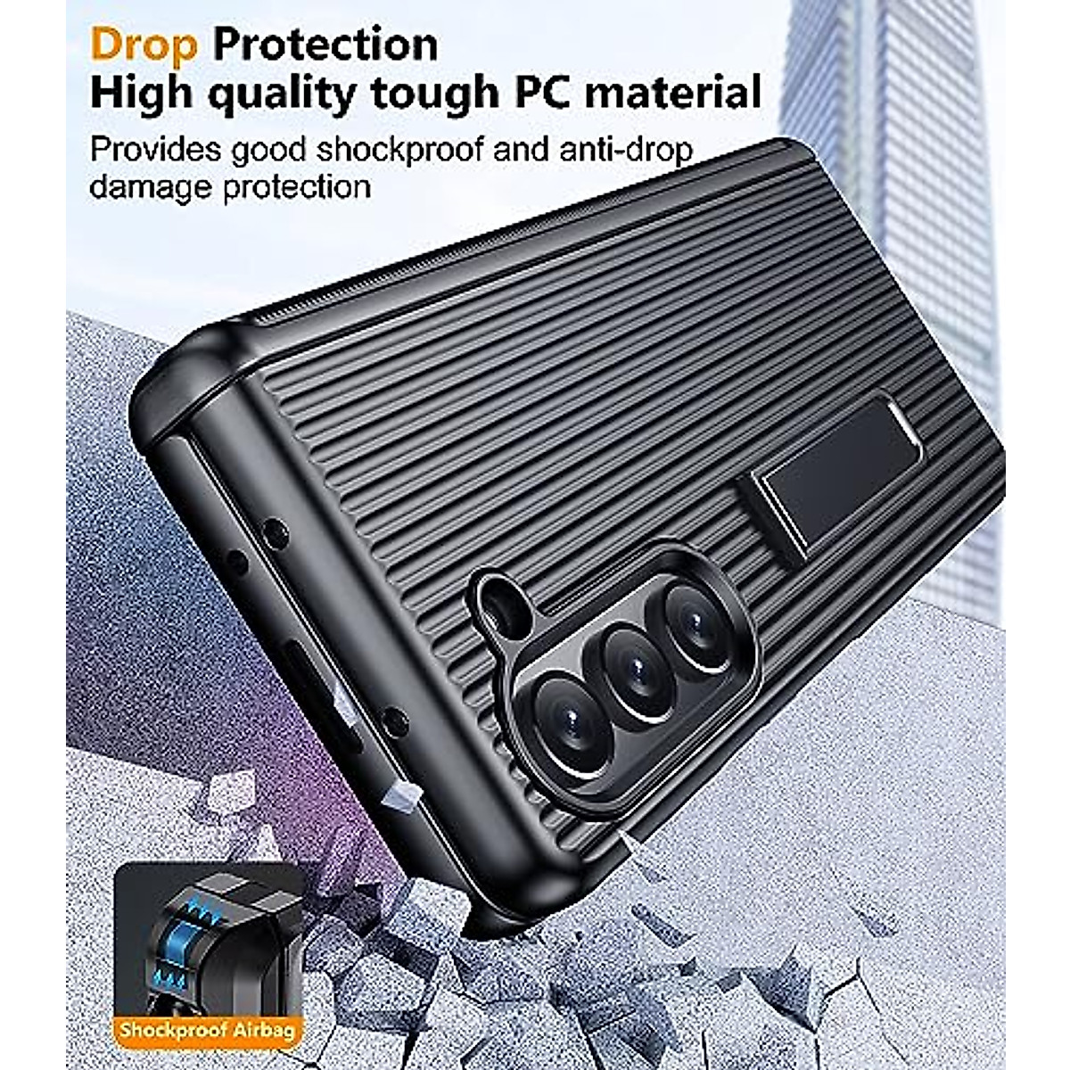 SPIDERCASE Designed for Samsung Galaxy Z Fold 5 Case,Built-in [Screen Protector] [Hinge Protection] [Kickstand] Full Body Heavy Duty Rugged Shockproof Case for Galaxy Z Fold 5 - Black