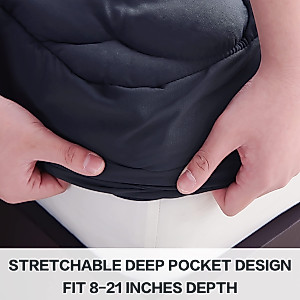 STAR'S TRIP King Quilted Mattress Pad Waterproof Fitted Pillow Top Mattress Cover, 8-21'' Deep Pocket Thick Soft Mattress Topper Alternative Filling (Grey)