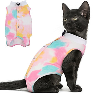 PUMYPOREITY Cat Recovery Suit, Cat Surgery Recovery Suit Female, Cat Spay Recovery Suit, Alternative to Cone of Shame, Cat Surgical Recovery Suit for Skin Diseases and Abdominal Wound, Pink, S