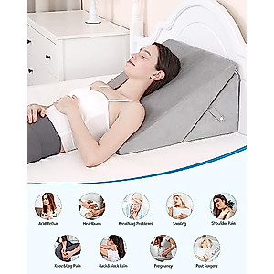 Lossey Wedge Pillow for After Surgery, Adjustable 9" & 12" Bed Wedge Pillow for Sleeping, Foldable Memory Foam Triangle Pillow for Snoring, Acid Reflux, GERD, Back and Leg