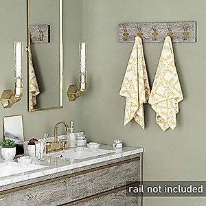 Tibres - Gold Coat Wall Hooks for Towel Clothes Robe Jacket Backpack and Bag - Brushed Gold Hanger for Bathroom - Metal Double Hooks Door or Wall Mounted - Set of 5