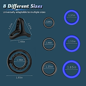 Linsecn 8 PCS Cock Ring Set Penis Ring, Silicone Cock Penis Rings for Penis Erection Enhancing and Sex Longer Lasting Stronger, Male Dildo Stretchy Adult Sex Toys Games for Men Women Couples Pleasure