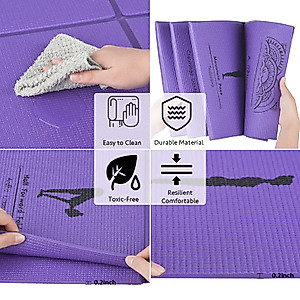 Foldable Yoga Mat for Women, Non Slip Exercise Mat for Home Gym, 5mm Travel Yoga Mats Set With Stretch Strap for Yoga Pilates and Fitness, 68"L x 24"W x 0.2 Inch Thick
