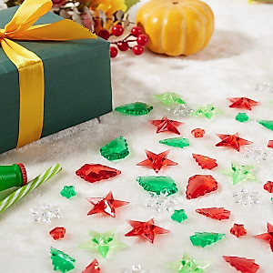 Topeen Acrylic Holiday Gems Crystals Gems for Table Scatter, Christmas Party Decoration Favor Vase Filler, 180 Pcs (Christmas Gems)