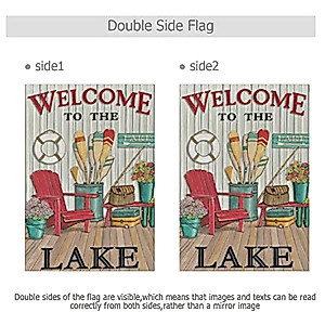 Welcome To The Lake Garden Flag Vertical Double Sided 28" x 40" Outdoor Patriotic Americana Decor for Homes and Gardens