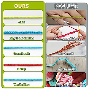 Crochet and Knitting Yarn for Beginners 3x1.76oz Yarn for Crocheting with Easy-to-See Stitches Chunky Cotton-Nylon Blend Easy Yarn Kit for Beginner Crocheting Set 262 Yards, Yellow&White&Orange