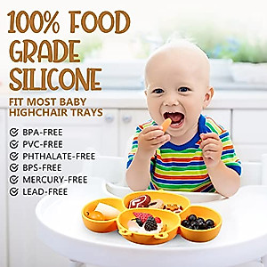 Maxdot 4 Pcs Silicone Baby Plates Toddler Suction Plates Divided Baby Dishes Cute Animal Kids Plates for Toddlers Baby Feeding Eating Supplies, Microwave and Dishwasher Safe, 4 Designs