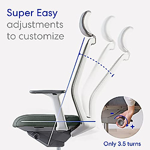 SIDIZ T40 Smart Ergonomic Office Chair : Home Office Chair with Easy Adjustments, Headrest, Lumbar Support, 3D Armrests, Seat Depth, Mesh Back Computer Desk Chair, Alternative Gaming Chair (Gray)
