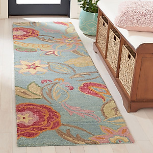 SAFAVIEH Blossom Collection 5' x 8' Blue/Multi BLM675A Handmade Premium Wool Area Rug