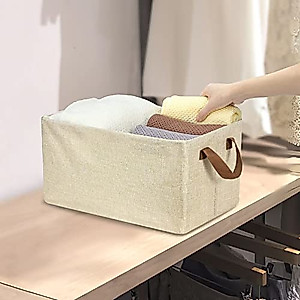 Tasmegol Clothes Steel Frame Storage Drawer Organizer Bins Foldable Closet Underwear Dresser Wardrobe Linen Fabric Cloth Box for Clothing Sock Bra Folded Pants Shirt（3 Sets Beige）