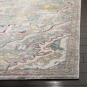 SAFAVIEH Mystique Collection Area Rug - 9' x 12', Grey & Light Blue, Watercolor Distressed Design, Non-Shedding & Easy Care, Ideal for High Traffic Areas in Living Room, Bedroom (MYS921L)