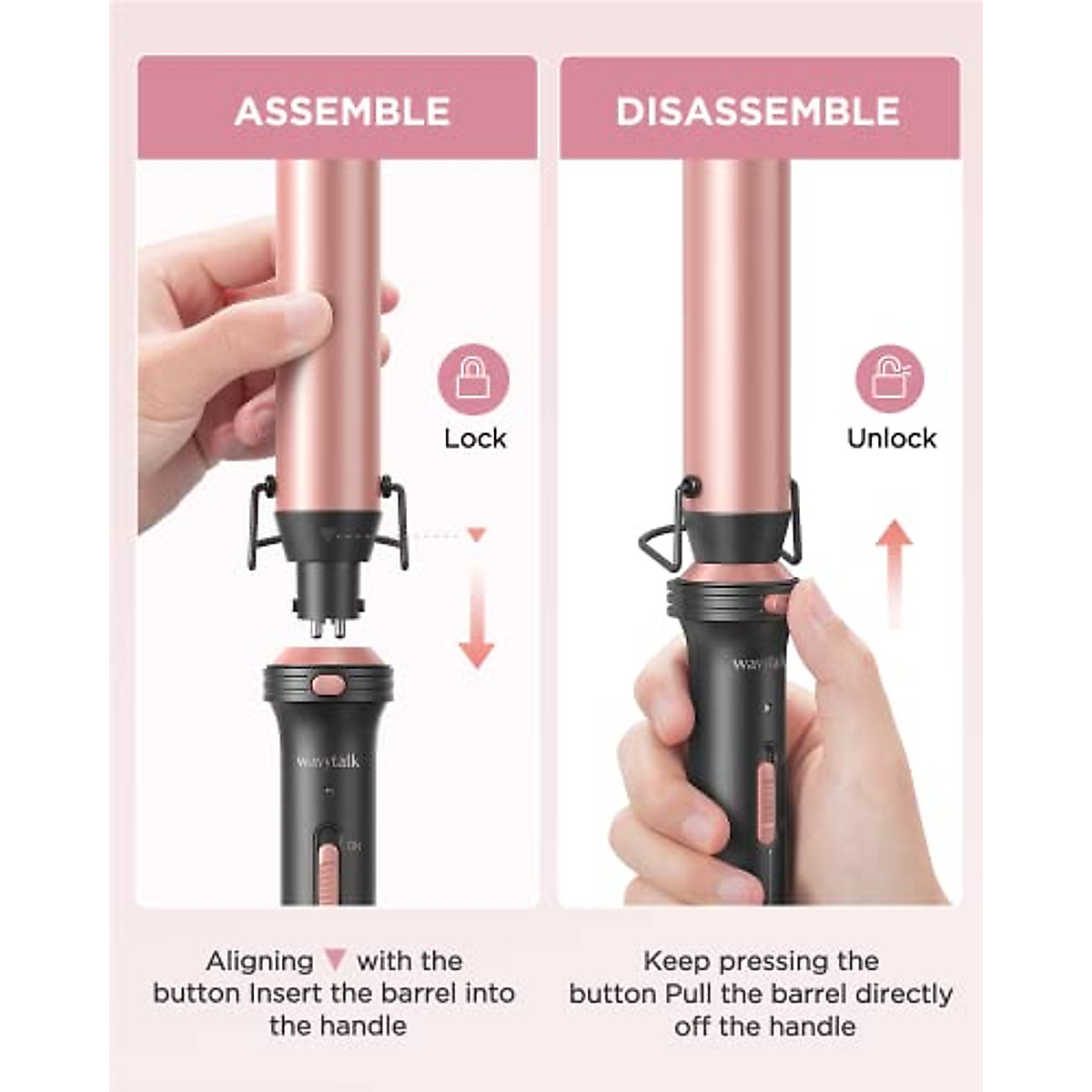 Wavytalk 5 in 1 Curling Iron,Curling Wand Set with Curling Brush and 4 Interchangeable Ceramic Curling Wand(0.5”-1.25”),Instant Heat Up,Include Heat Protective Glove & 2 Clips