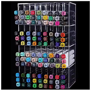 OLizee® Acrylic Transparent Marker Storage Holder Art Marker Storage Rack Marker Storage Organizer Crayon Pen Holder Marker Storage System for Desk Up to Store 144pcs Pens