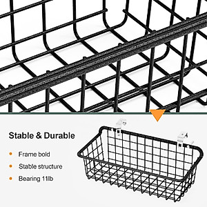iSPECLE 2 Pack Black Metal Wall Basket, Durable and Sturdy, Adds Storage Space in Bathroom and Kitchen, Easy to Install, Holds Up to 11lb