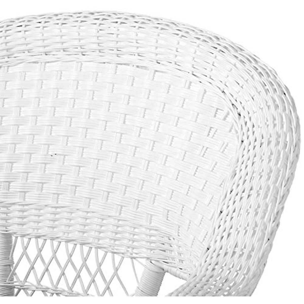 Jeco 3 Piece Wicker End Table Set with with Blue Chair Cushion, White