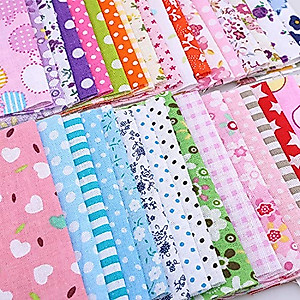 Konsait 100pcs Floral Cotton Fabric Patchwork, 4" x 4" (10cm x 10cm) Quilting Sewing Craft Fabric Bundles, Fat Squares Patchwork for DIY Sewing Decorative Fabric for Upholstery and Home Accents