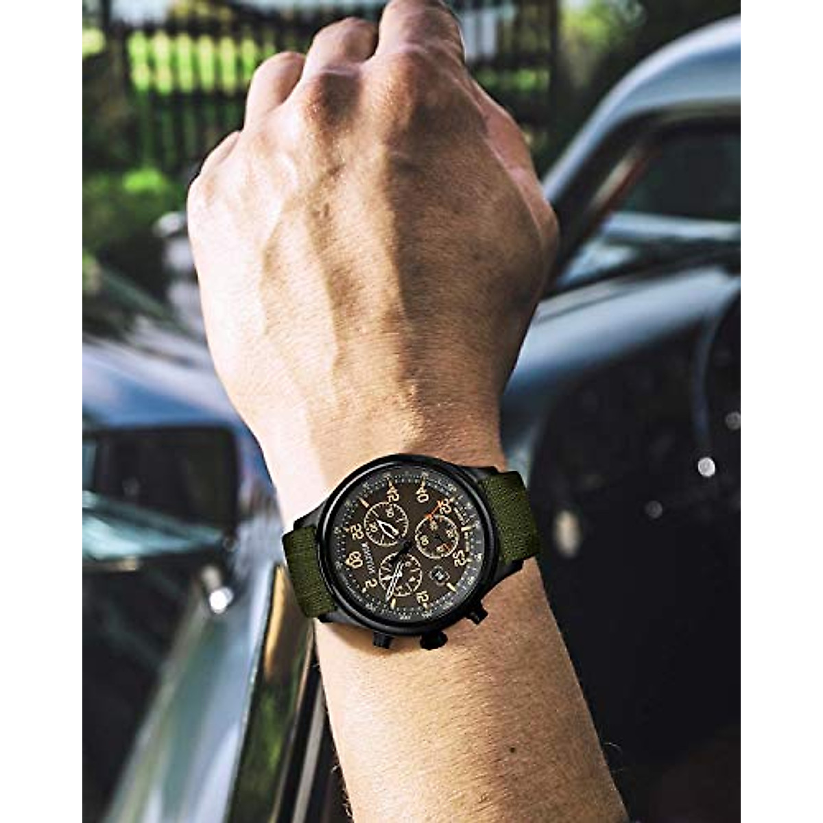 BINLUN Elastic Fabric Nylon Watch Band Waterproof Military Replacement Watch Strap Hook-and-Loop for Men Women Silver & Black Buckle 18/20/22mm