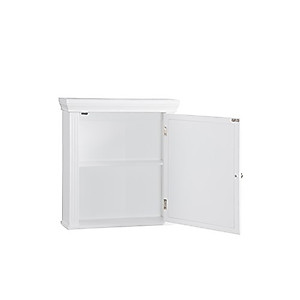 Elegant Home Fashions Stratford Wooden Storage, 1 Door, White Medicine Cabinet