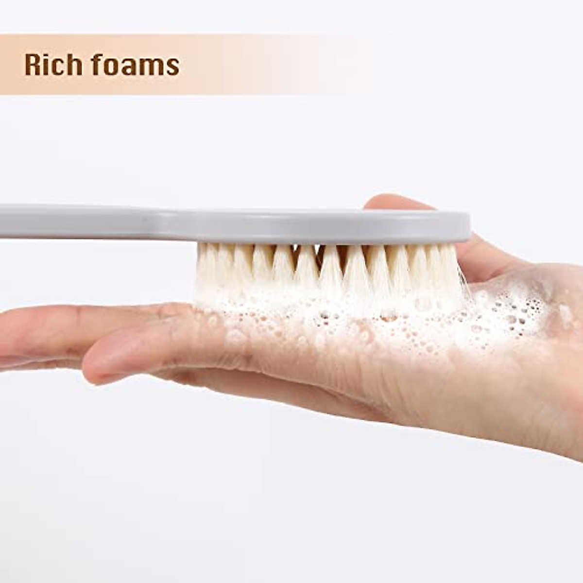 2Pack Back Scrubber for Shower, PIPUHA Back Scrubber Long Handle with Soft and Stiff Bristles, Shower Brush Body Exfoliating for Wet or Dry Brushing, Bathing Accessories for Body Brushes