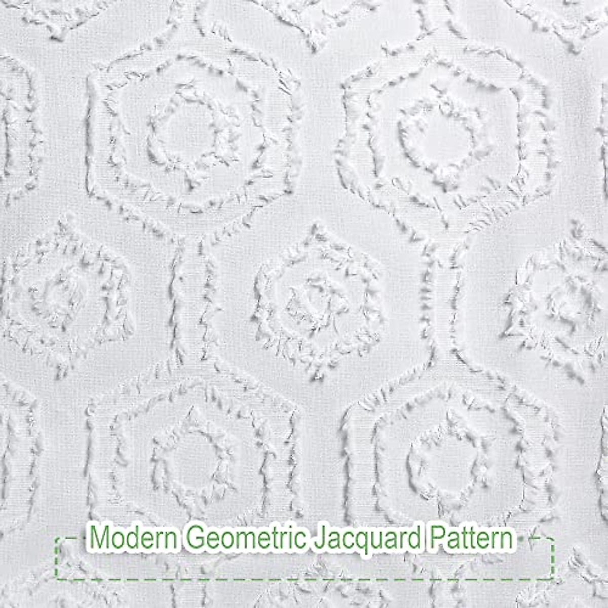 OWENIE White Blackout Curtains 84 inch Length 2 Panel Set, Sheer with 100% Blackout Curtain Liner Thermal Insulated, 3D Jacquard Clip Double Layer Rod Pocket Back Tab Panel Drapes, 2 Panels, 52 x 84