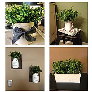 THE BLOOM TIMES Artificial Boxwood (Pack of 6), Artificial Greenery Stems Fake Outdoor Plants UV Resistant for Farmhouse Home Garden Wedding Indoor Outside Decor in Bulk Wholesale
