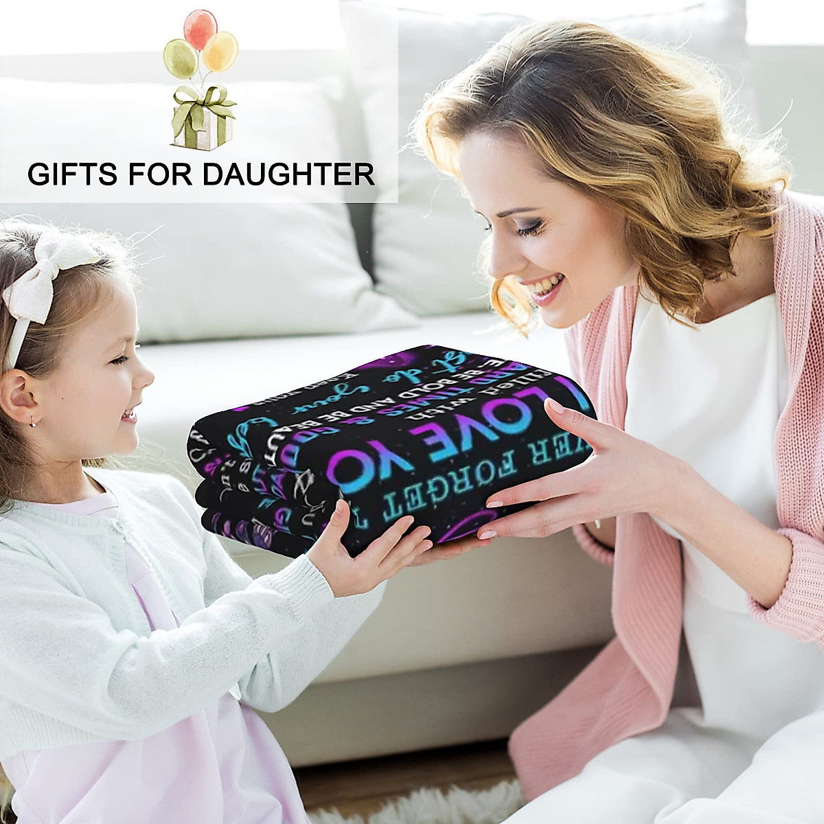 yuboo Daughter Blanket, Daughter Birthday Gifts from Mom - Extra Large Soft Throw Blanket 60x80 Inches Sublimation Butterflies Fleece Blanket for Couch and Sofa Bed