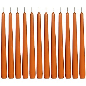 BOLSIUS Orange Taper Candles - 12 Pack Individually Wrapped Unscented 10 Inch Dinner Candle Set - 8 Burn Hours - Premium European Quality - Smokeless & Dripless Household Wedding & Party Candlesticks