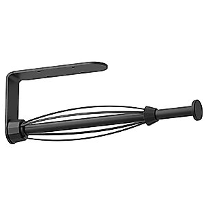 Paper Towel Holder Under Cabinet , One Hand Operable Paper Towel Holder Wall Mount with Damping Effec, Under Counter Paper Towel Holder Self-Adhesive or Drilled, for Kitchen, Bathroom ( Black)