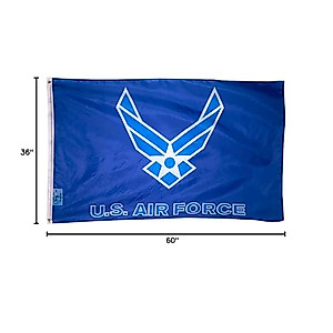 US Air Force Flag Wings Logo 3x5 ft USAF White on Blue Veteran Active (3x5FT)