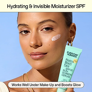 Everyday Humans Resting Beach Face SPF 30 | Travel Sunscreen | Daily SPF Moisturizer Face | Use as Makeup Primer for Face Makeup | Travel Size Sunscreen | Face Moisturizer with Hyaluronic Acid Serum