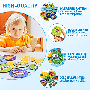 Memory Card Game-16 Pairs Transportation Theme Memory Matching Games for Kids 3 and Up,Memory Matching Game for Toddlers,Non Toxic Preschool Learning Activities