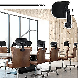 Juexica Chair Headrest Attachment Chair Adjustable Headrest Black Mesh Nylon Frame Head Rest Head Support Cushion Head Elastic Sponge Pillow for Desk Chair, 1.8 x 10 x 5.5 Inch (Screw Style)