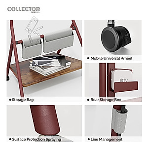 FITUEYES Design Mobile TV Stand for 55 60 65 75 78 Inch TV, TV Cart Floor Stand with Mount for LCD/LED Flat Curved Screens, Modern Corner TV Stand with Wooden Storage Shelves, Collector Series