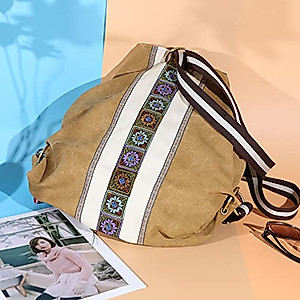 Goodhan Women Canvas Backpack Daypack Casual Shoulder Bag, Vintage Heavy-duty Anti-theft Travel Backpack (Yellow)