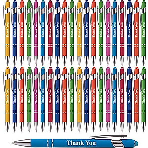 "Thank You" Premium Gift Stylus Pens For All TouchScreen Devices - Metal Soft Touch - 2 in 1 Combo Pen for Events, Parties, Employee Appreciation & More (40 Pack)