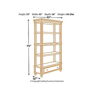 Signature Design by Ashley Realyn French Country 75" Bookcase with Drawer, Chipped White
