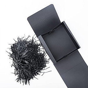 Decorative Gift Boxes with Ribbon and Shredded Paper Fill, 5 Pack 8x8x4" Gift Boxes With Lids for Presents Bridesmaid Proposal Box, Folded Paper Gift Box for Birthday, Christmas, Wedding, Party Favor, Holiday (Black)