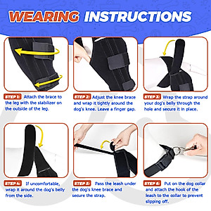 Dog Knee Brace for Torn ACL Hind Leg, Strong Dog Leg Braces for Back or Front Leg with 2 Metal Strips, Adjustable Anti-Slip Dog ACL Hip Brace for Large Medium Small Dogs with Cruciate Ligament Injury