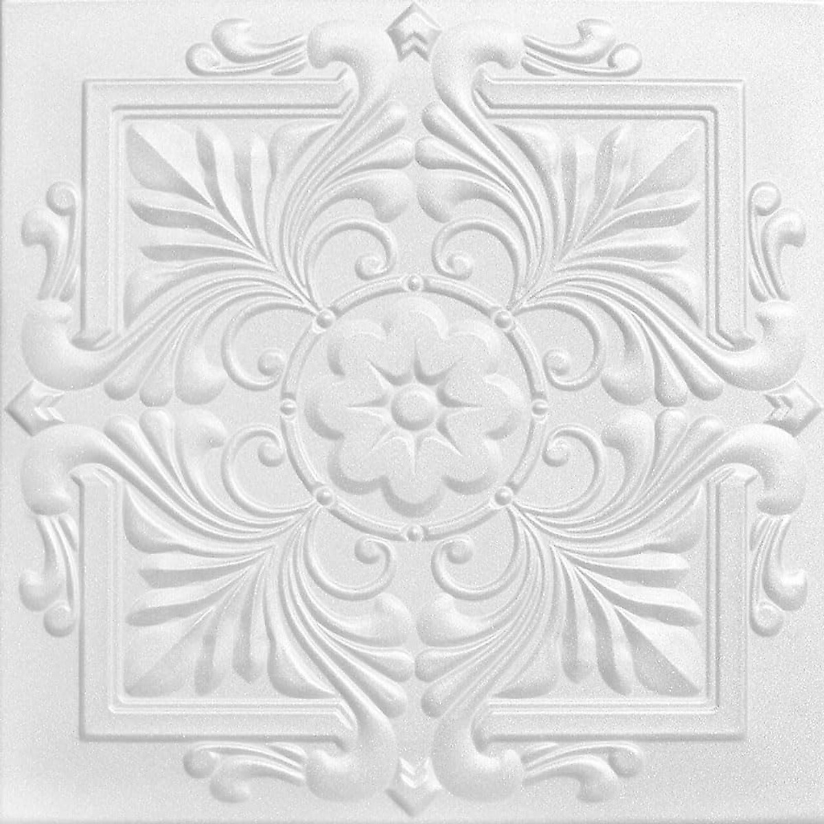 A La Maison Ceilings R14 Victorian Foam Glue-up Ceiling Tile (256 sq. ft./Case), Pack of 96, Plain White