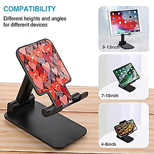 Bright Red Hearts Cell Phone Stand Foldable Adjustable Cellphone Holder Desktop Dock Compatible with iPhone Switch Tablets (4-13")