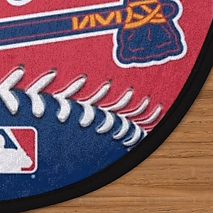 Braves Baseball Rug 3ft /36.2inch Round Area Rug Non-Slip Absorbent Carpet Adult Kids Ball Circle Rugs for Bedroom Living Room Nursery Sofa Home Decor