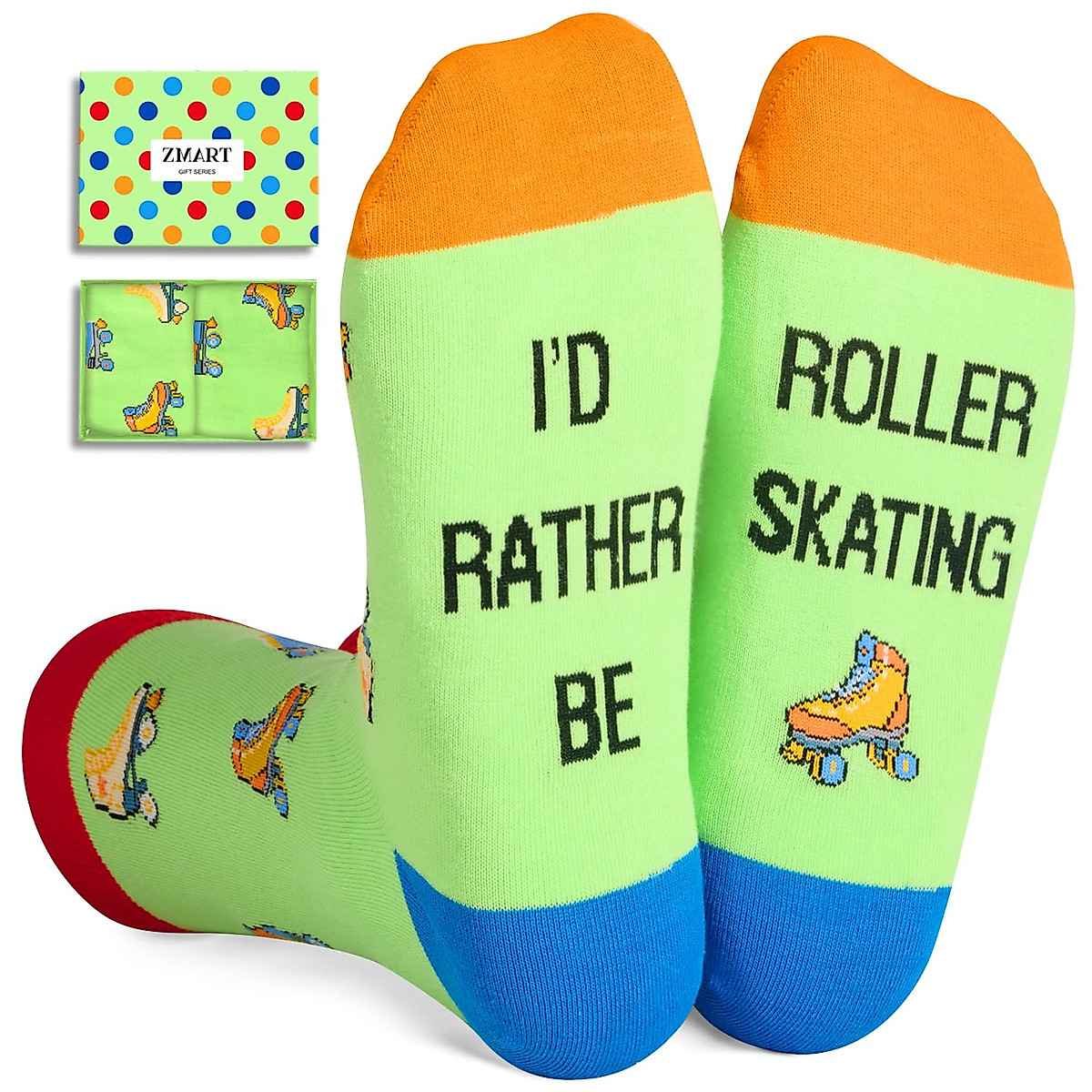 Zmart Funny Roller Skating Gifts Roller Skate Gifts Women Men Skater Gifts, Roller Skating Socks Roller Skate Socks Skater Socks