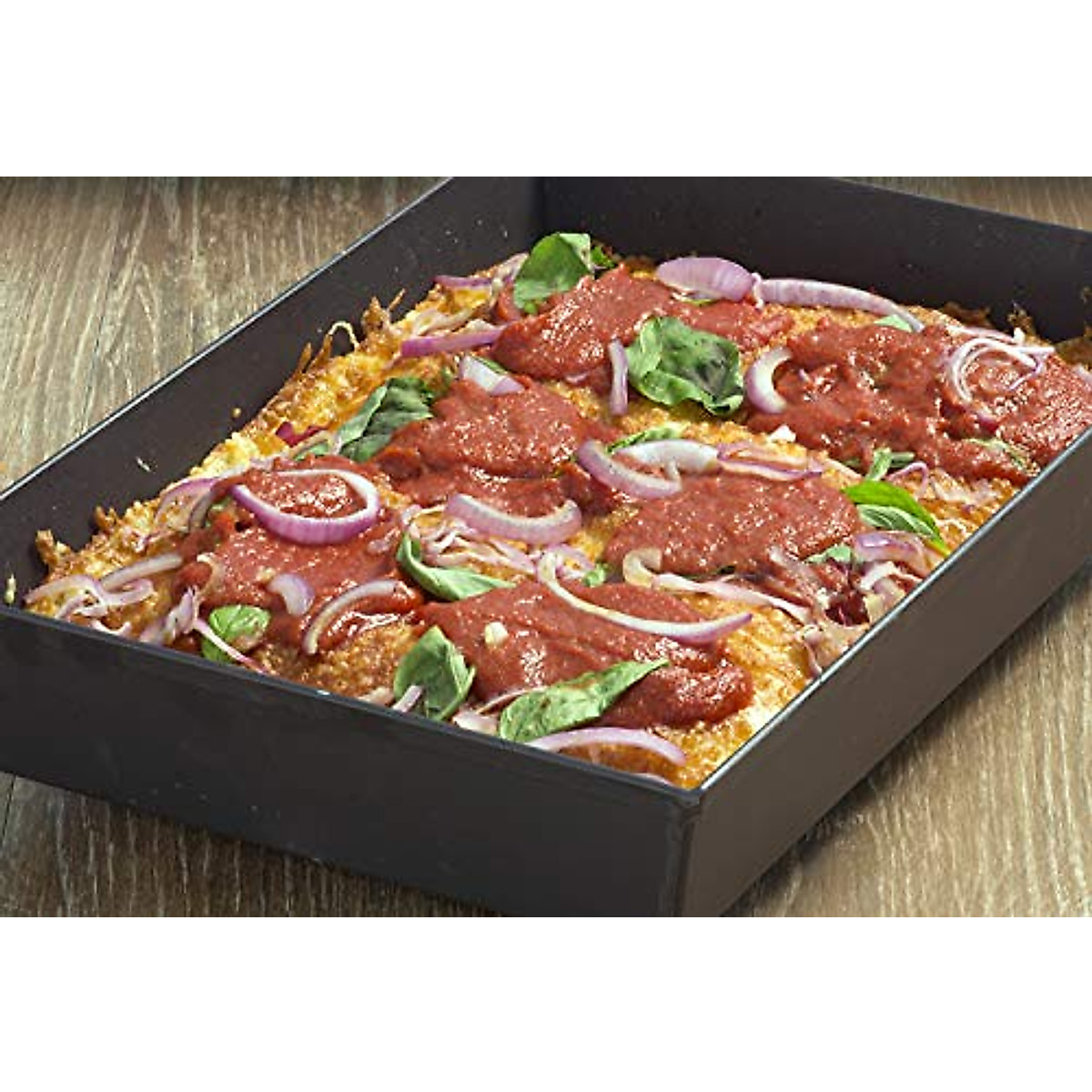 LloydPans Kitchenware 10 by 14 Inch Detroit Style Pizza Pan USA Made Hard-Anodized
